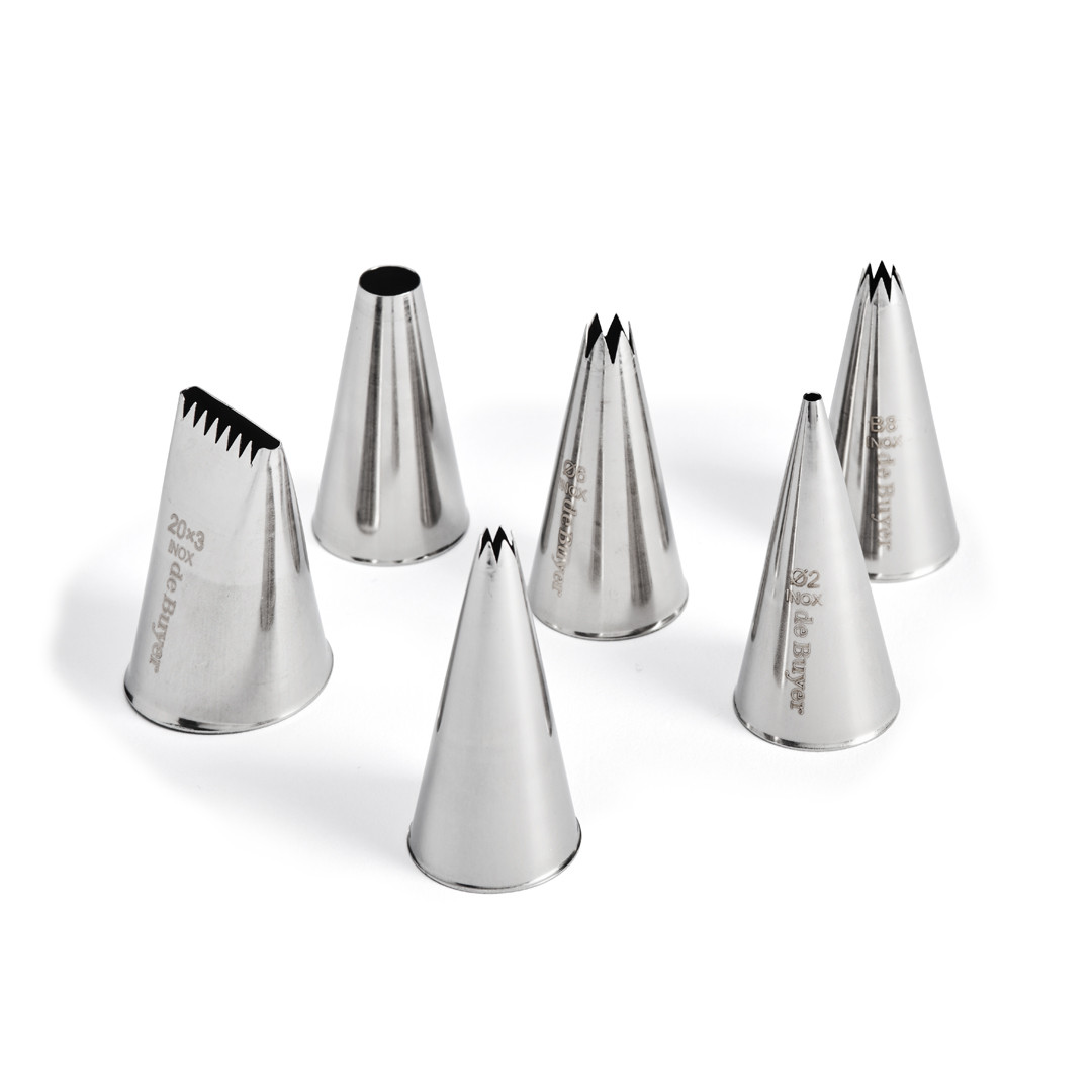 Set of 6 different stainless steel nozzles - de Buyer