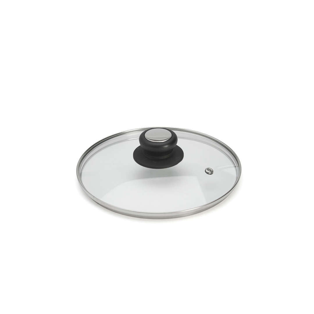 Couvercle en verre cerclé inox avec bouton bakélite/inox, verre ...